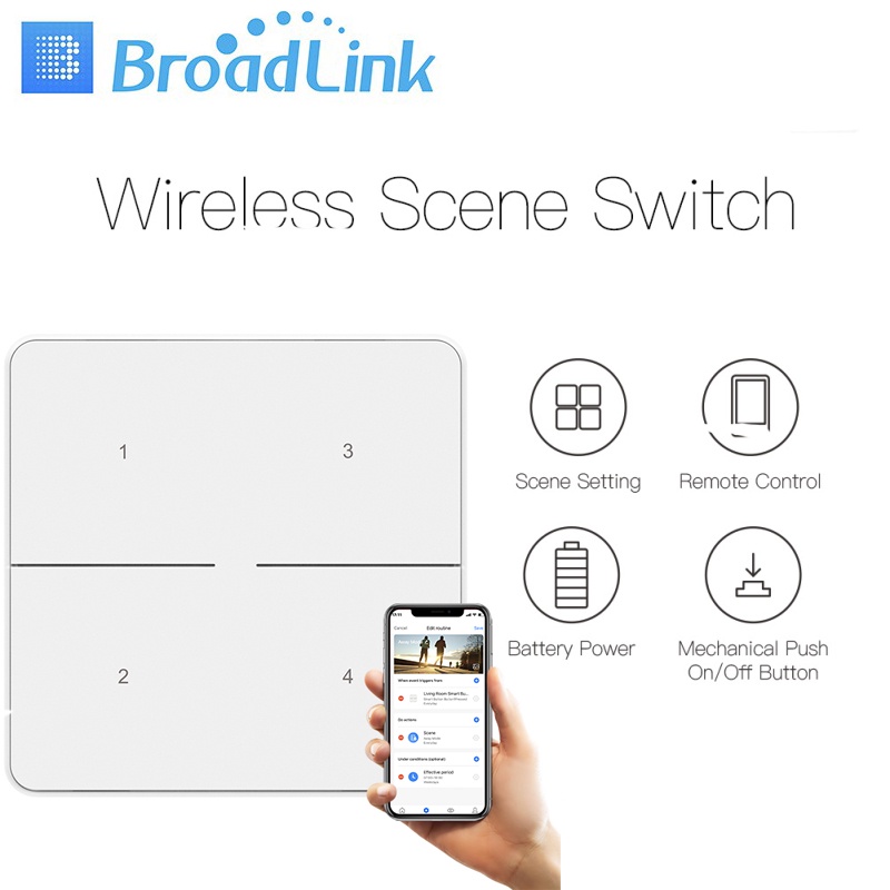 BroadLink SR3 Wireless Smart Scene Controller APP Remote Control Button ...