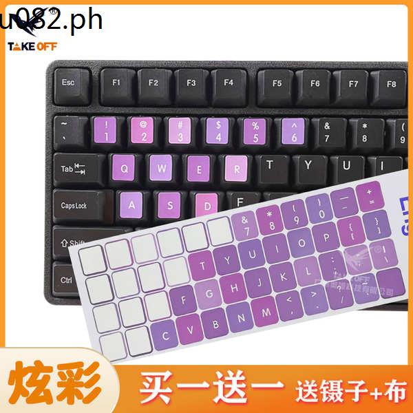 English Keyboard Stickers Letters Russian Korean Button Colorful Purple ...