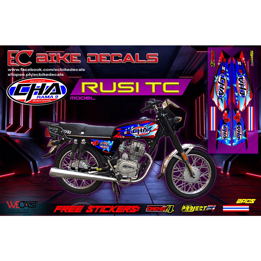 RUSI TC [125] [150]- CHA Motorcycle Decals With Free Stickers | Shopee ...