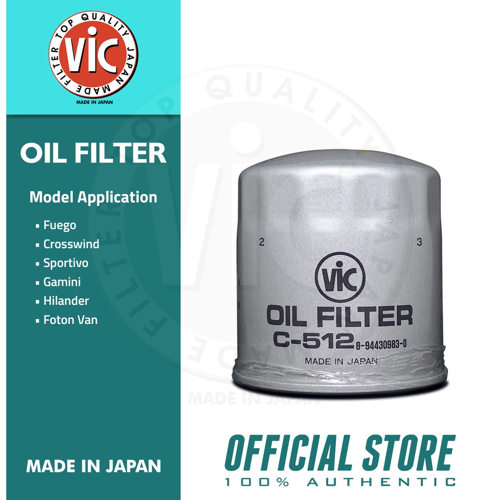 Vic Oil Filter C-512 For Isuzu Fuego, Crosswind, Sportivo, Gemini ...