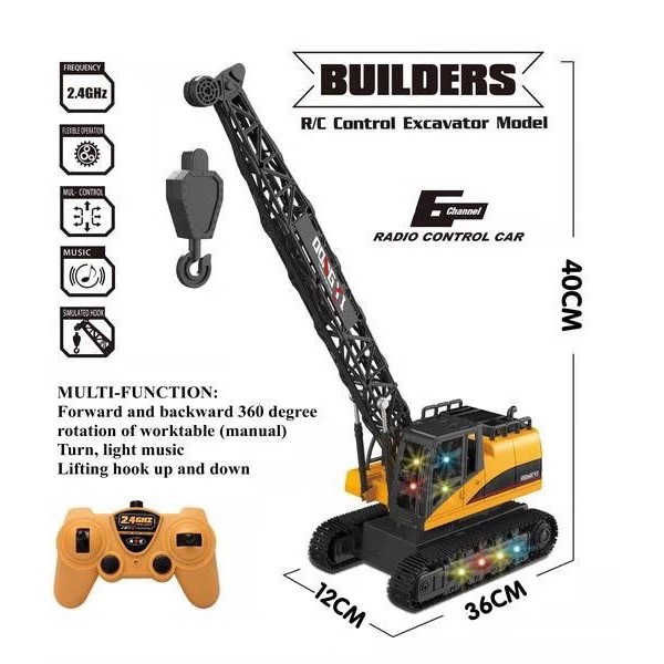 RC 6-channel 1:12 Crawler Crane Remote Control 2.4G Car Construction ...