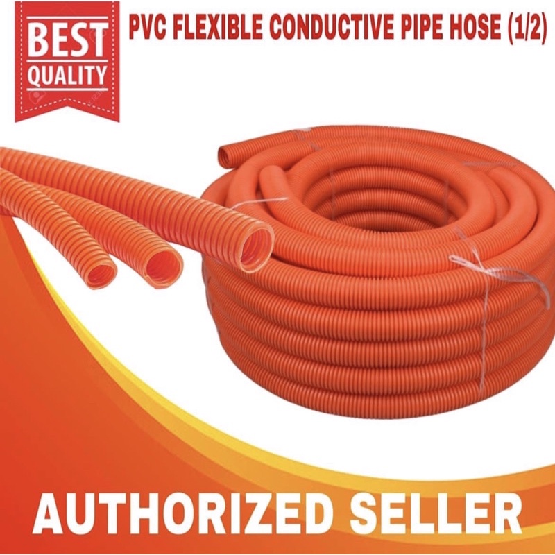 1/2 50 METERS Orange Pvc Corrugated Flexible pipe Hose Conduct High Quality | Shopee Philippines