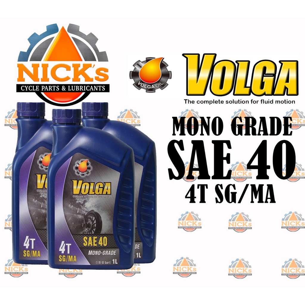 MONO GRADE SAE 40 4T SG/MA VOLGA MOTORCYCLE ENGINE OIL 1 Liter | Shopee Philippines