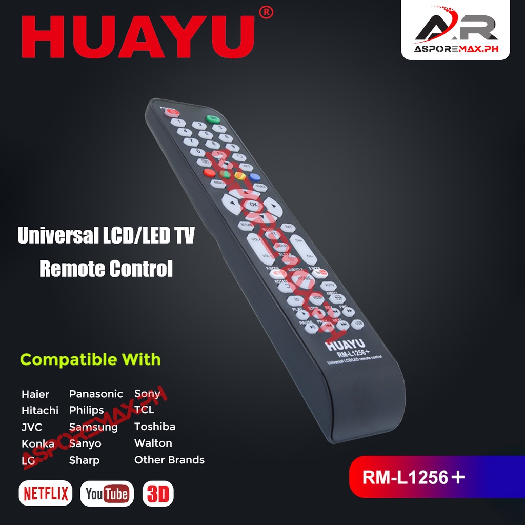 Huayu RM-L1256+ Universal Smart TV Remote Control with Home, Netflix and YouTube Button COD ...