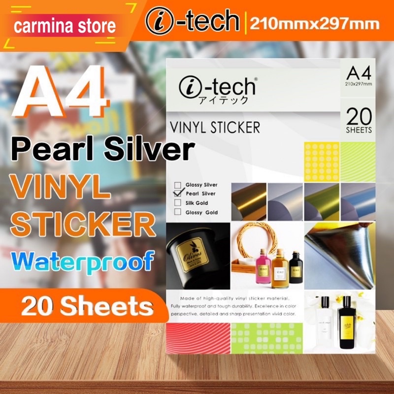 ITECH Waterproof Vinyl Sticker A4 Glossy Sliver / Glossy gold /Pearl ...