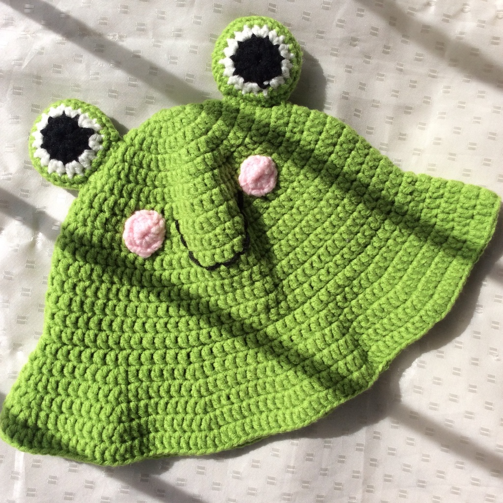 Crocheted Handmade Frog Bucket Hat (READ DESCRIPTION) | Shopee Philippines