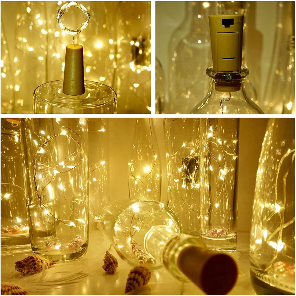 1.5Meter Silver Wire Cork Lights Battery Operated LED Cork Shape Silver ...