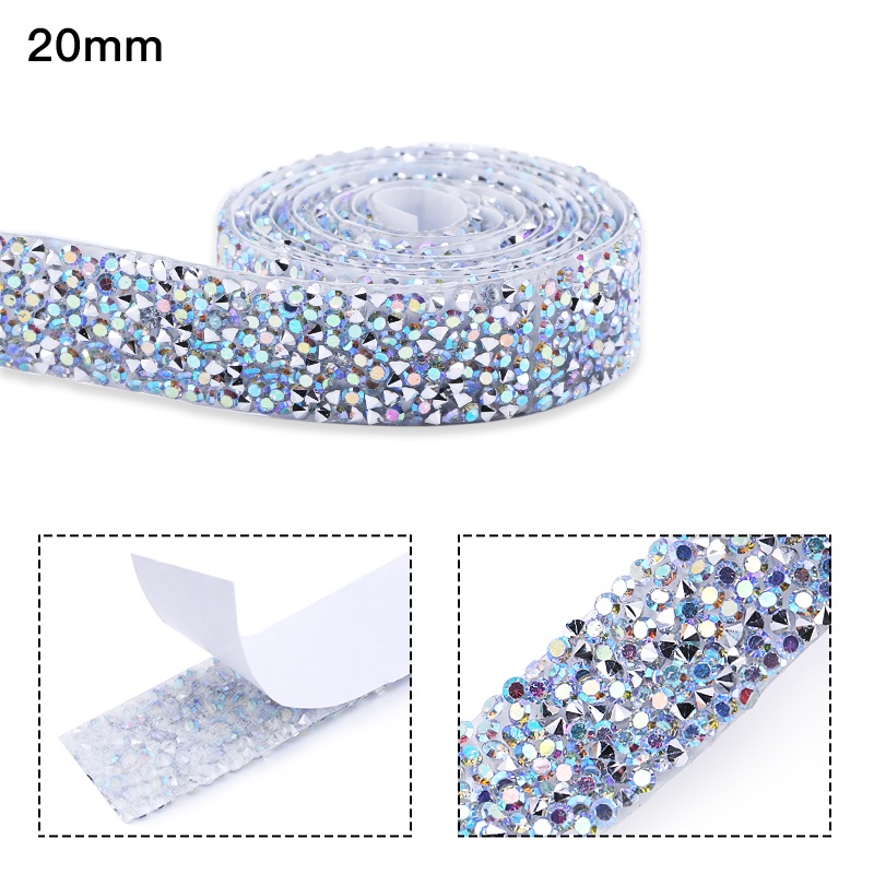 QIAO Self-adhesive Rhinestones Trim Glitter Crystal Tape Strass Ribbon ...