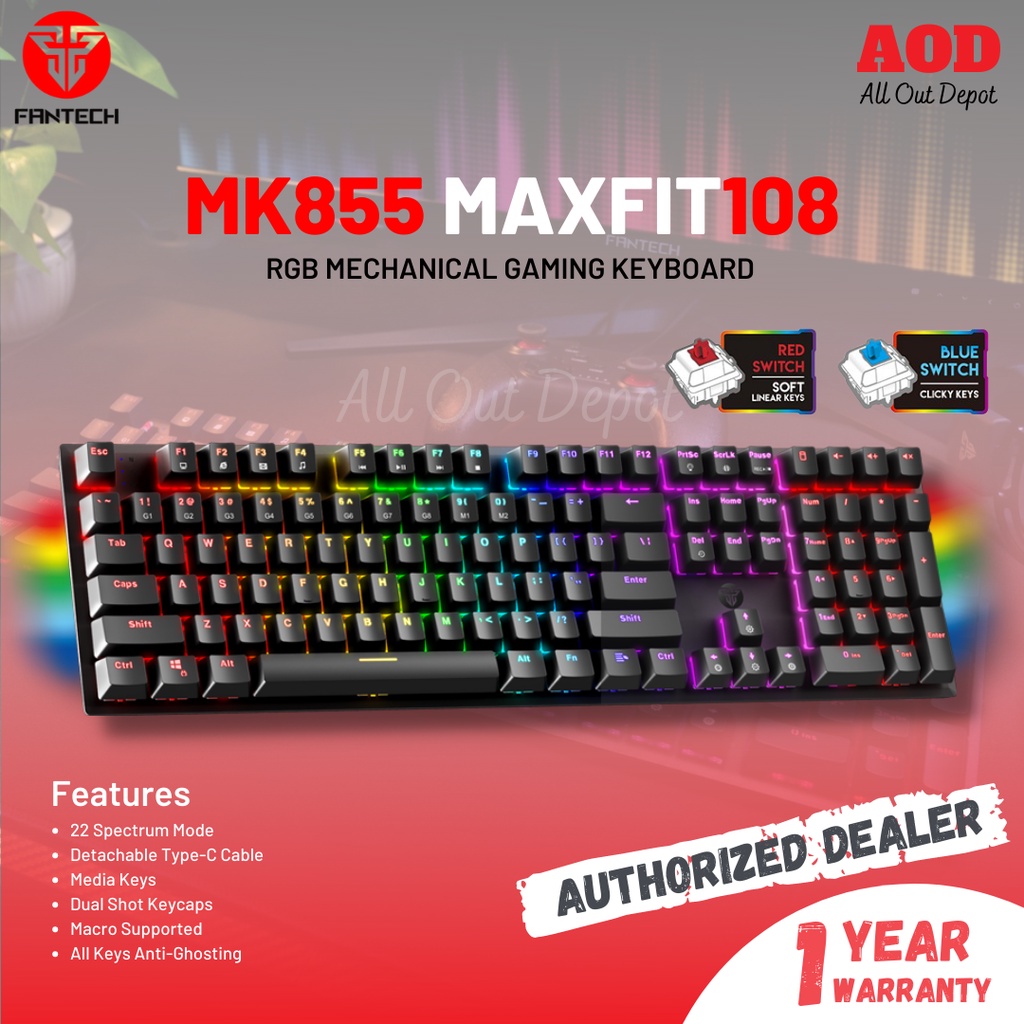 Fantech MK855 Maxfit 108 Mechanical Keyboard | Shopee Philippines