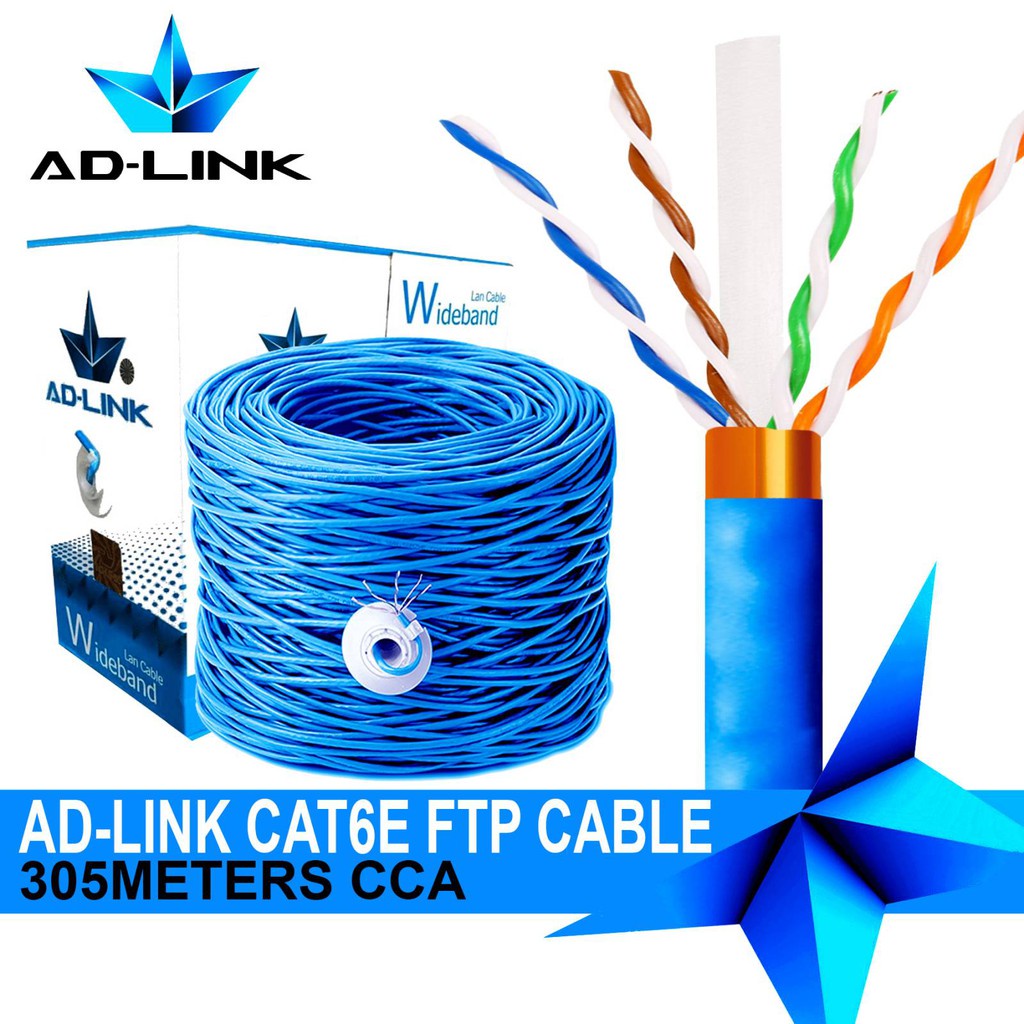 Ad-Link CAT6E 305m Indoor FTP (Foiled Twisted Pairs) Cable CCA Blue (AD ...