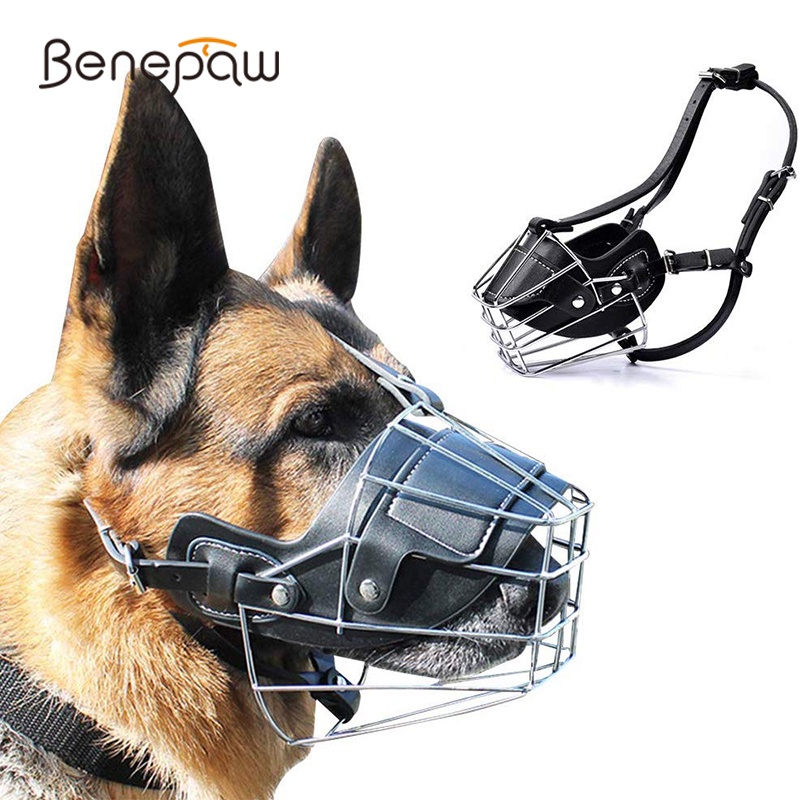 Benepaw Anti-bite Large Dog Muzzle Wire Basket Metal Mask Adjustable ...