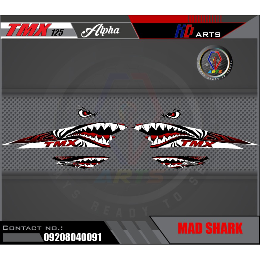 TMX 125 Decals "Mad Shark" : Customized Motorcycle Decals, Laminated ...