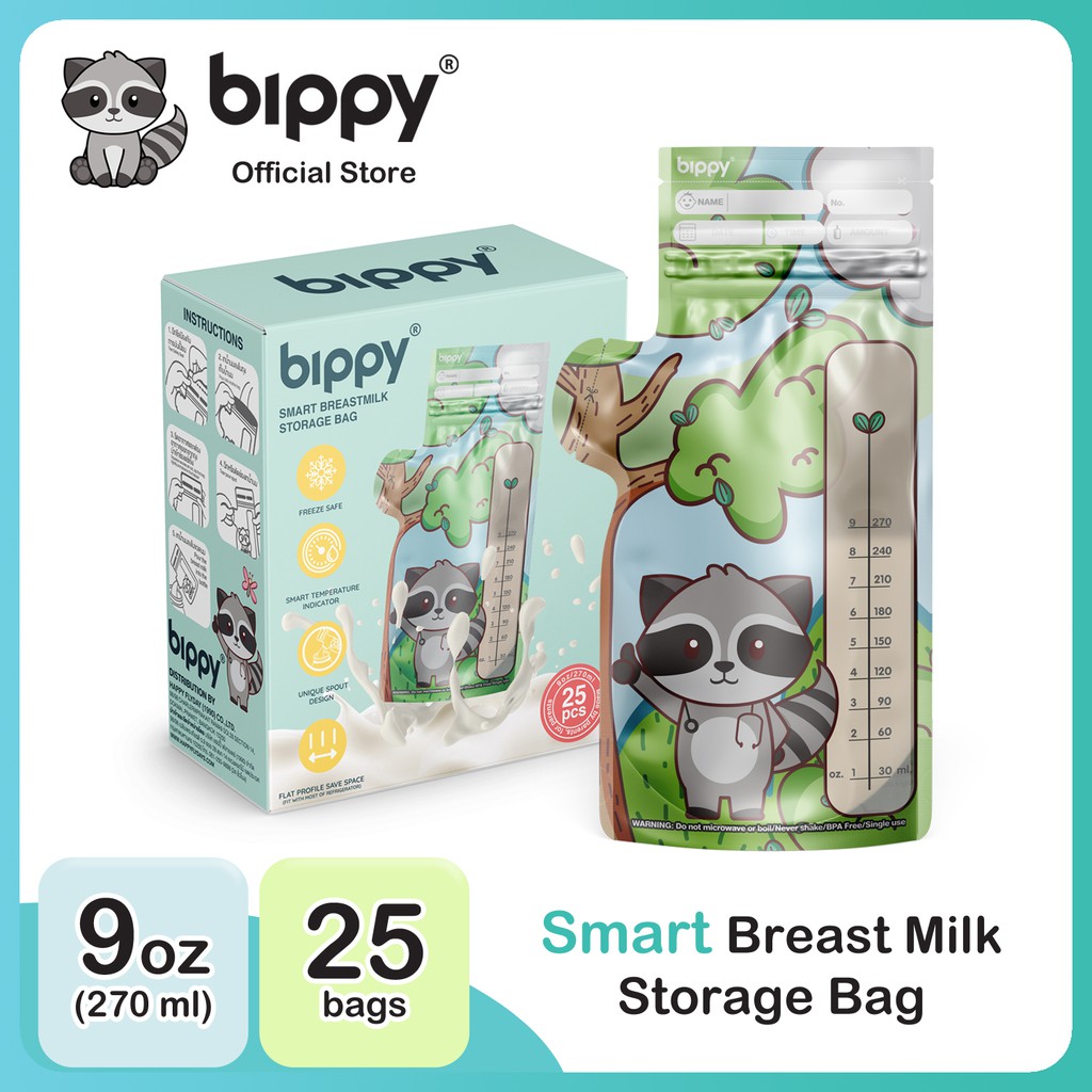 Bippy Smart Breast Milk Storage Bag 9oz (270ml) - Bippy Baby | Shopee ...