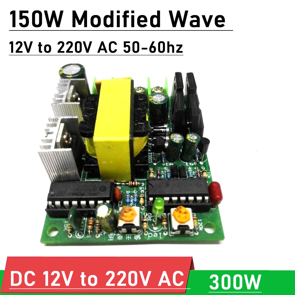 150W Modified Wave DC 12V TO 220V 50Hz 60Hz / Inverter circuit board DC ...