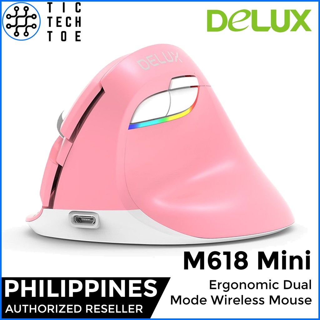 Delux M618 Mini Dual Wireless Mode Ergonomic Vertical Mouse | Shopee ...