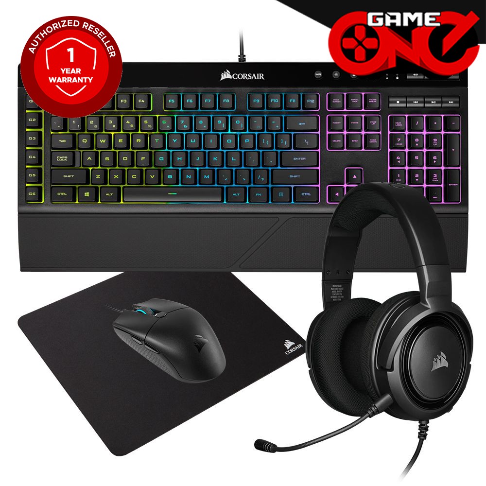 Corsair 4 in 1 Bundle [K55 RGB Keyboard | HS35 Gaming Headset | Katar ...