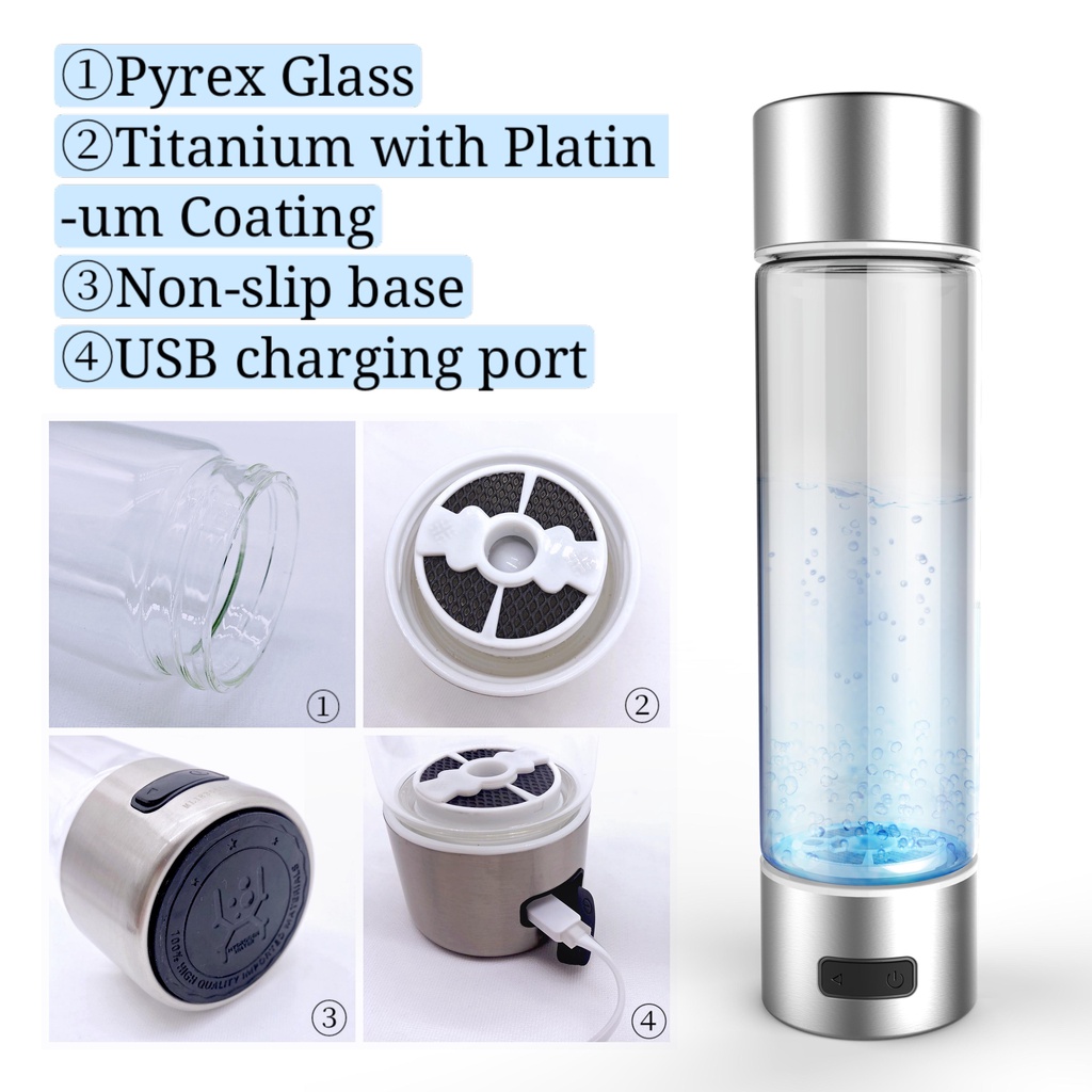 Alkadrops 400ML Hydrogens Rich Water Bottle Cup Generator Water Maker Rechargeable pure H2 ...