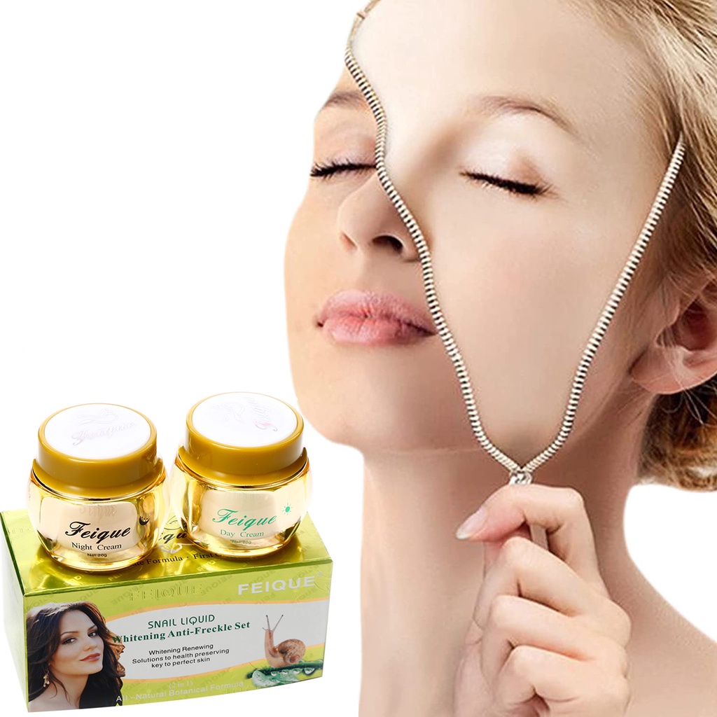 FEIQUE 2in1 Snail Liquid Whitening Anti-Freckle Cream Set Natural ...