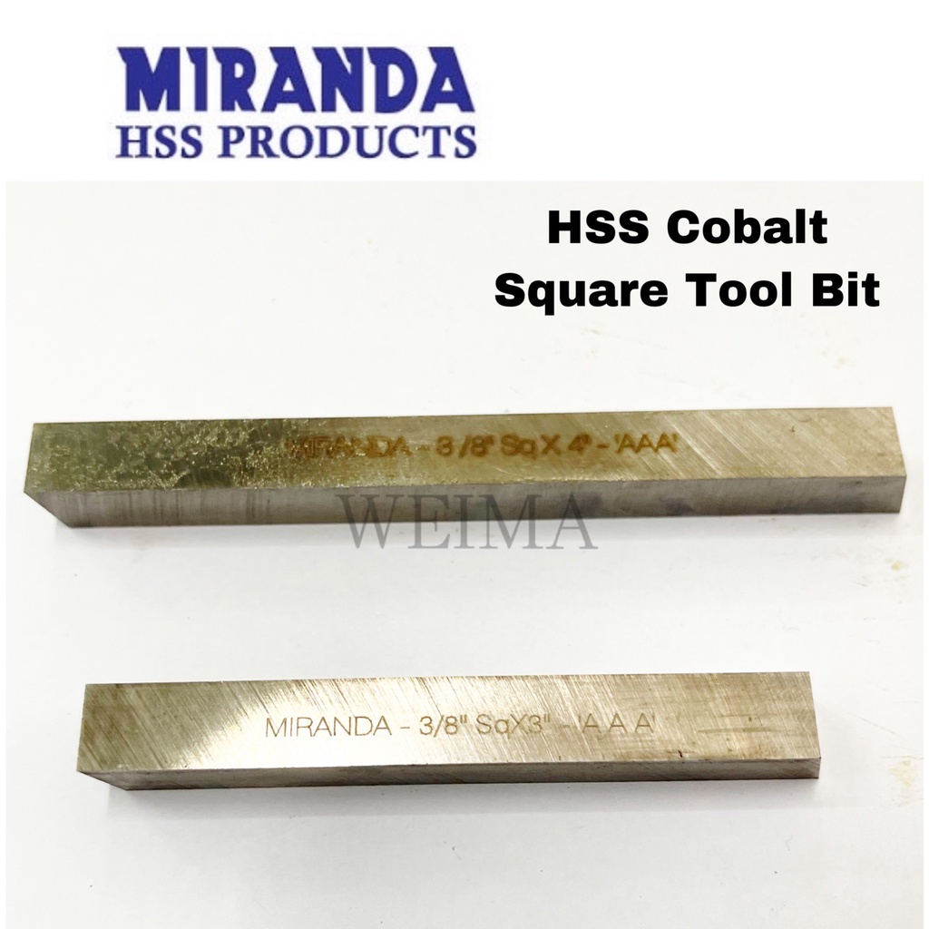 MIRANDA HSS COBALT SQUARE TOOL BIT LATHE TOOL BIT LATHE CUTTER 1/8", 3/ ...