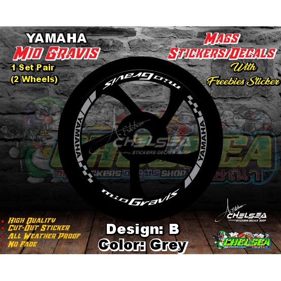 Yamaha Mio Gravis MAGS/RIM Decals/Sticker with freebies | Shopee ...