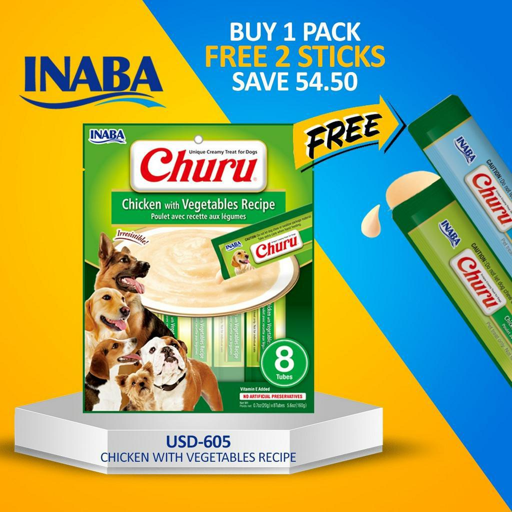 INABA Churu Dog Chicken with Vegetables Recipe 20gx8 sticks (USD-605) | Shopee Philippines