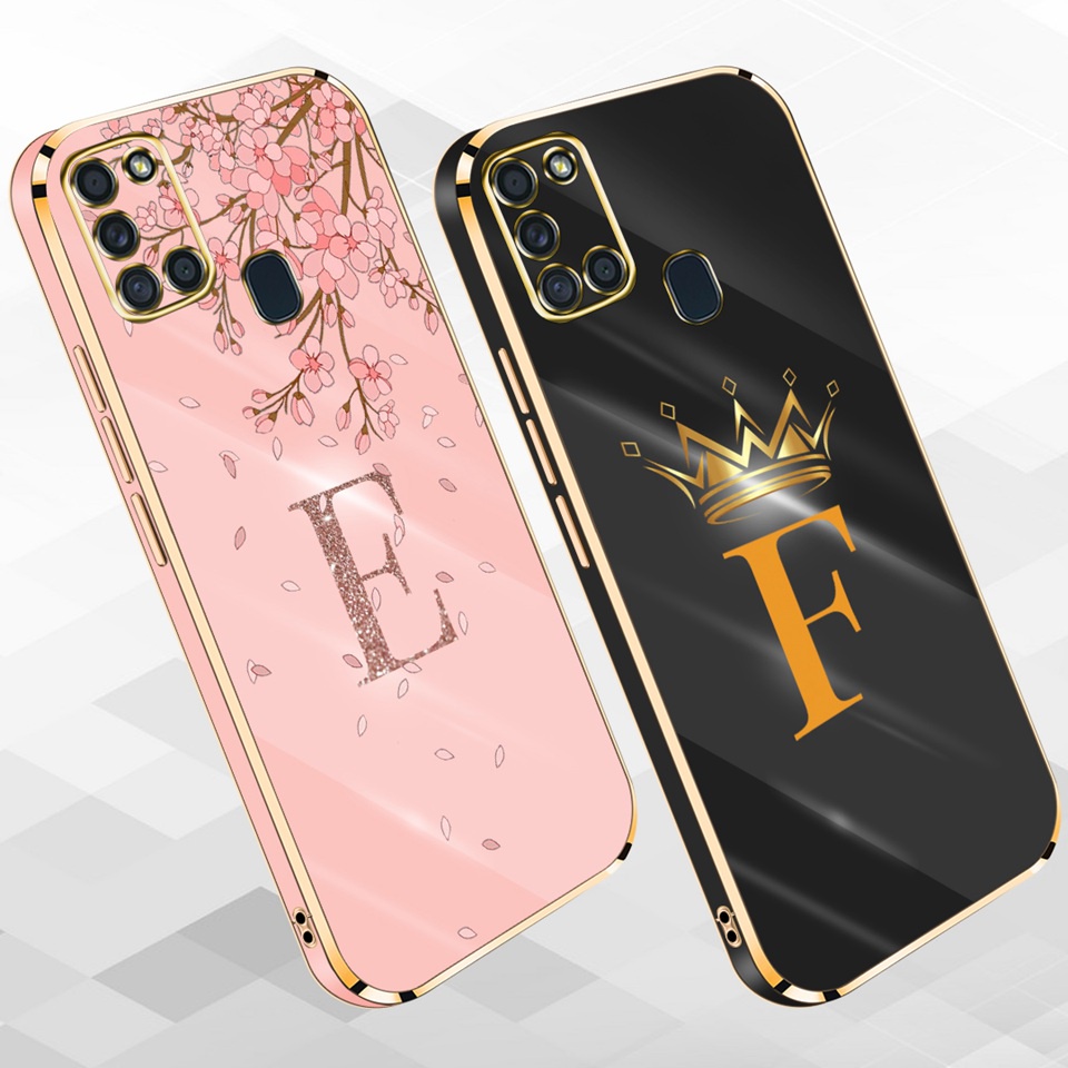 Samsung SM-A217F/DS Galaxy A21s Case Plating Gold edge Crown Letter ...