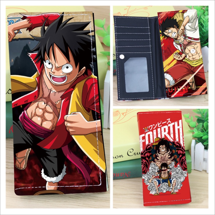 Anime One Piece Monkey D Luffy Bifold PU Long Wallet Ace Zoro Hand Coin ...