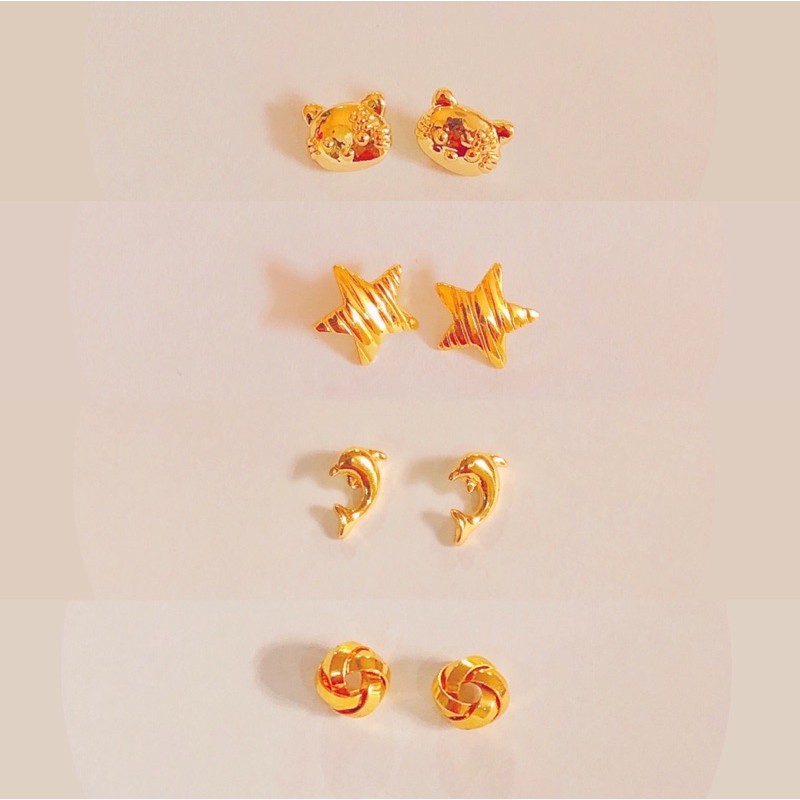 jewelry 14k gold plated Bangkok gold stud earrings for women hikaw ...