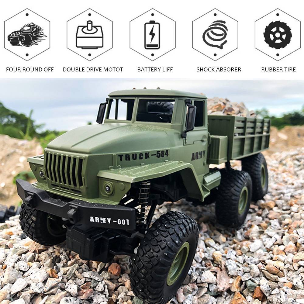 1:18 RC Car Military Truck 6WD Six-Wheel Crawler Drive Off-road Vehicle ...