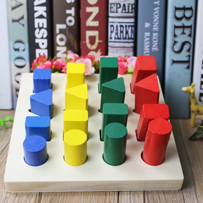 Wooden Geometric shape building blocks of registering color blcok ...