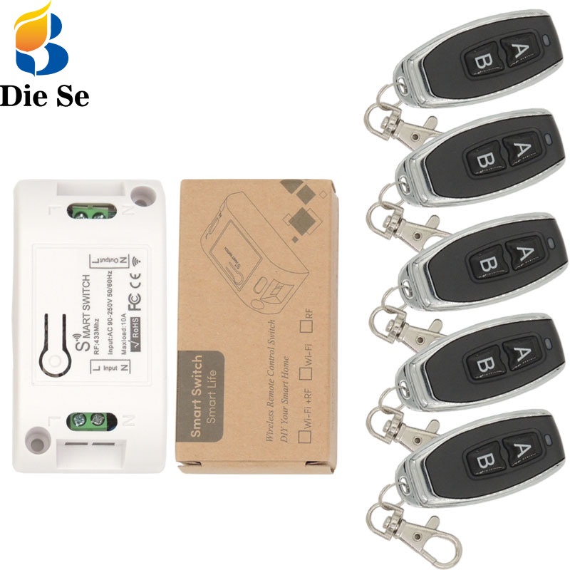 433Mhz Lamp Wireless Switch AC 90~220V 10Amp 2200W 1CH RF Relay ...