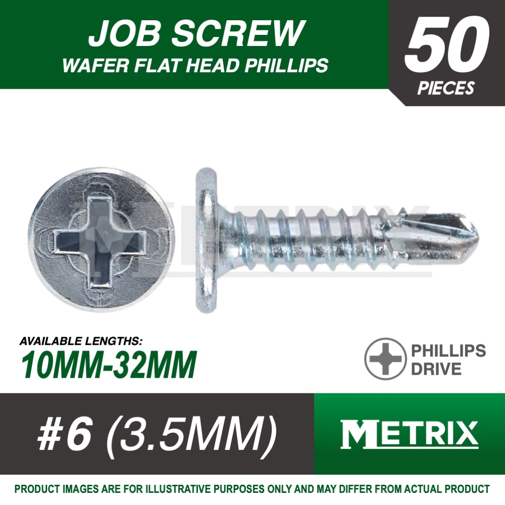 50pcs 3.5MM Wafer Flat Head Phillips Self Drilling Screw / Job Screw #6 ...