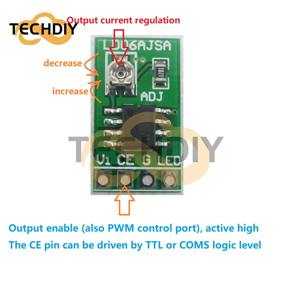 DC 3.3V 3.7V 5V LED Driver 30-1500MA Constant Current Adjustable Module ...