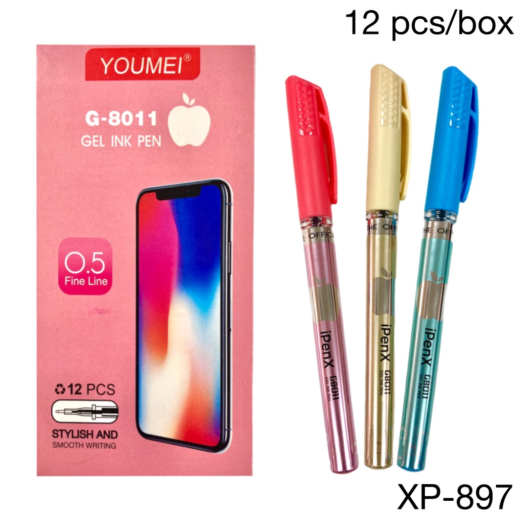 XP-897 (12 pcs) YOUMEI G-8011 Gelpen Set Ballpen 0.5mm Black ink Ball ...