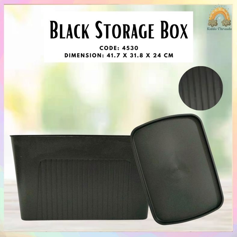 LARGE HEAVY DUTY STURDY PLASTIC STORAGE CONTAINER BOX BLACK STORAGE BOX | Shopee Philippines