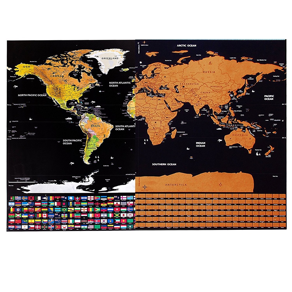 Scratchable Erasable World Map Poster Travel Foot Print Record Country ...
