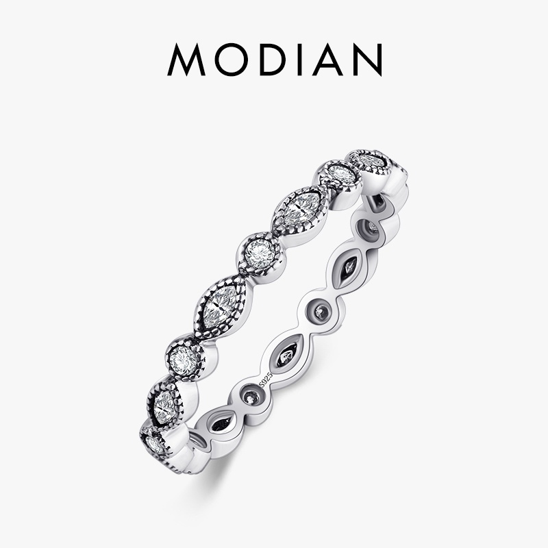 Modian Authentic 925 Sterling silver Sparkling Rings for women CZ ...
