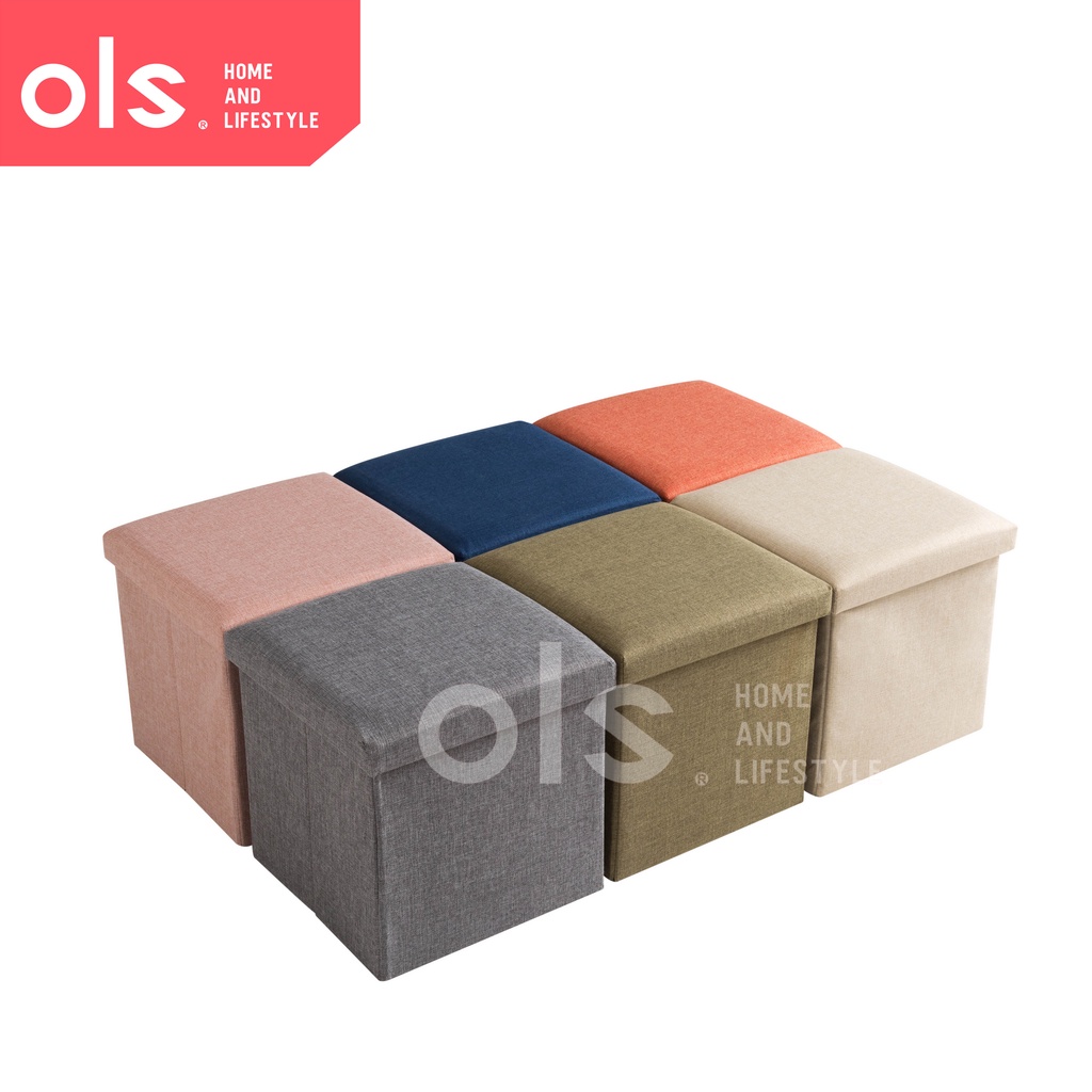 OLS Storage Box Chair Ottoman Foldable Storage Stool 38x38x38 Footrest ...
