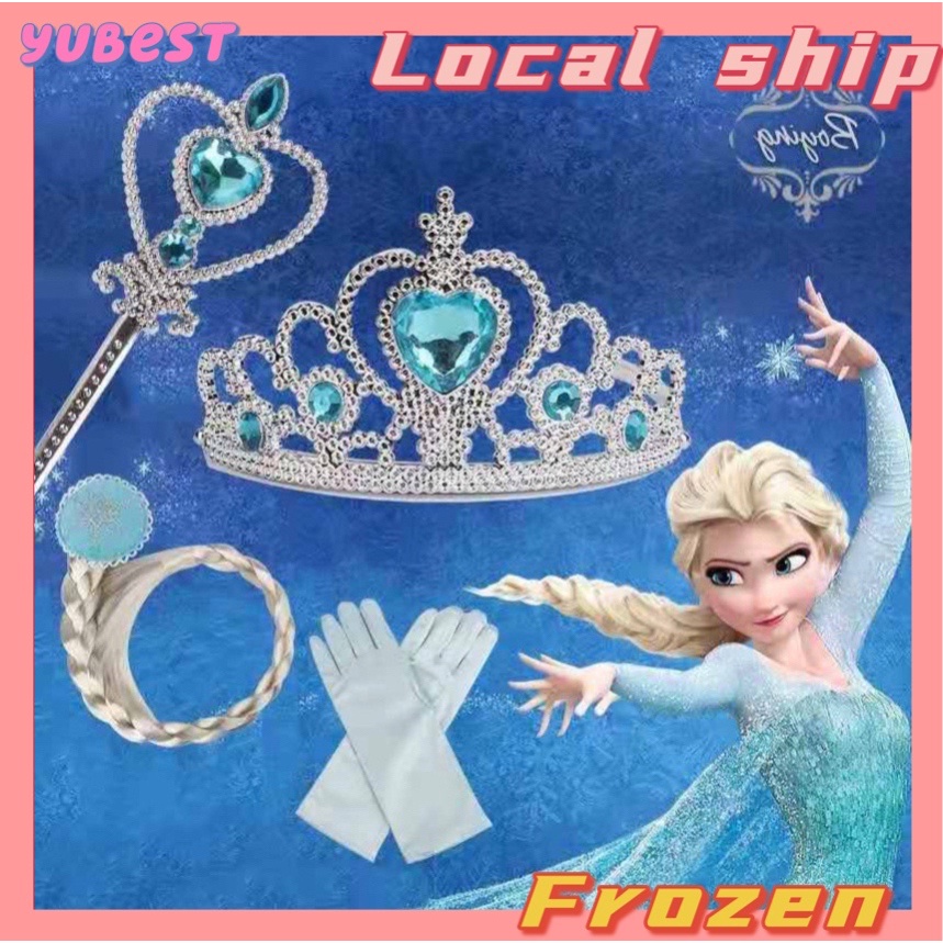 【Local Ship】Ready Stock Frozen Princess Wand and Crown Set Elsa Anna ...