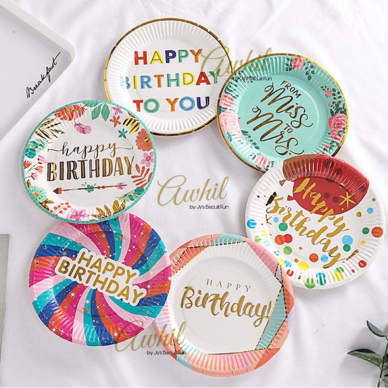 10pcs Premium Birthday Party Paper Plate Gold Foil wording 7 Inches ...