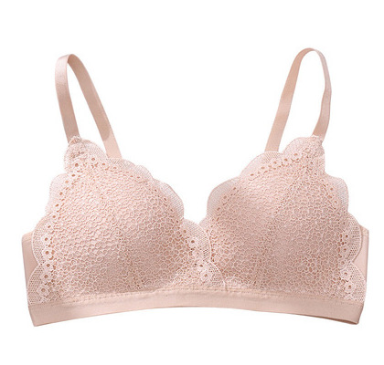 MOMO Women's Sexy Flower Lace Bra Wireless Comfort Underwear Deep V ...