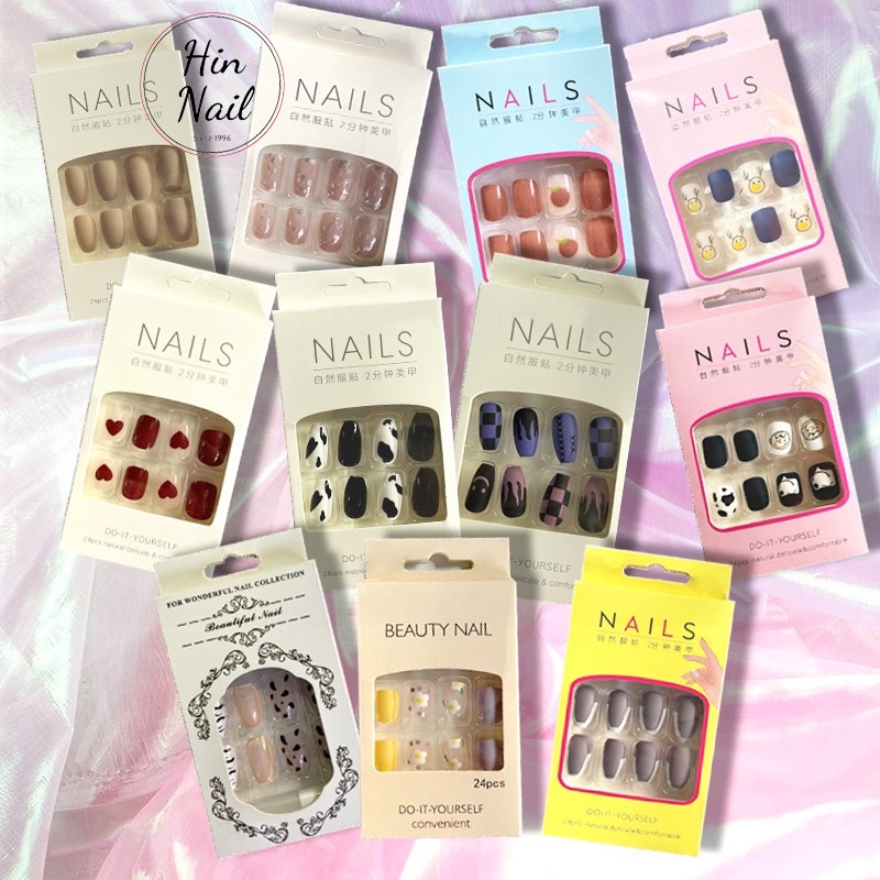 24-Piece False Nail Set with Glue – Easy and Quick Application | Shopee ...