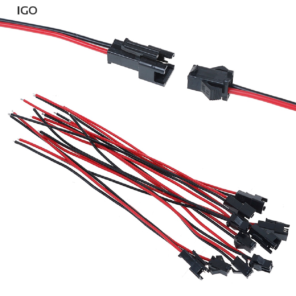 IGO 15cm 10Pcs long JST SM 2pins plug male to female wire connector on ...