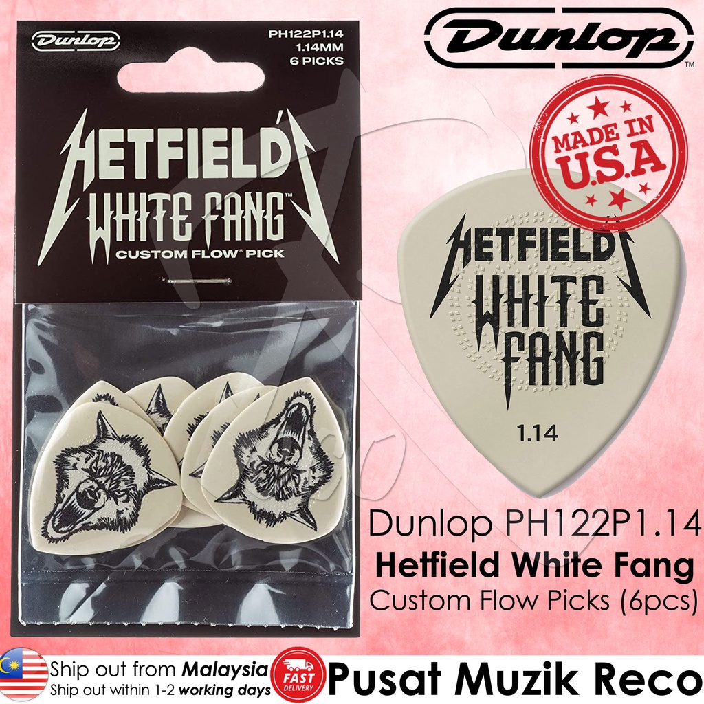 Dunlop PH122P114 James Hetfield White Fang Custom Guitar Pick 1.14mm ...