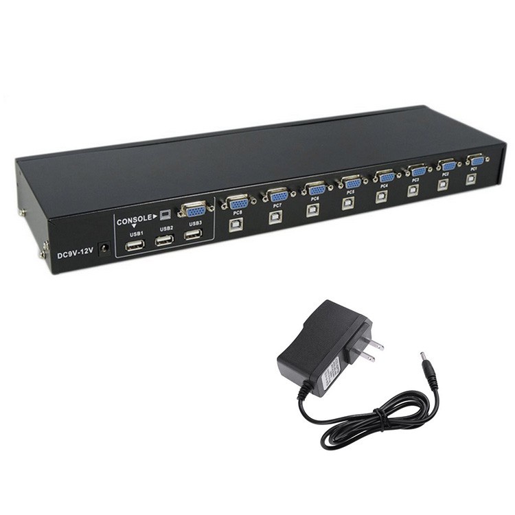 8 Port VGA USB External KVM Switch Box Manual Switcher Support ...
