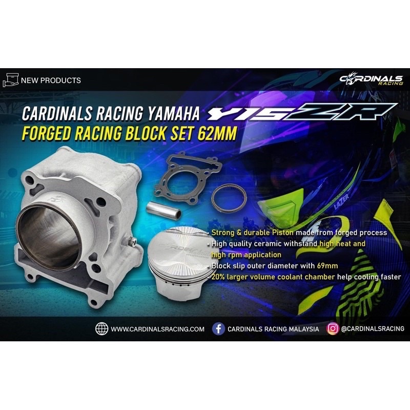 CARDINALS RACING FORGED BLOCK SET 62MM / 65MM - YAMAHA Y15ZR LC135 ...
