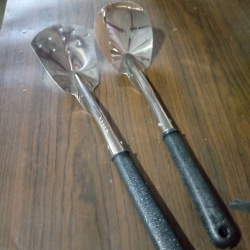 Stainless sandok/sianse with plastic black handle | Shopee Philippines