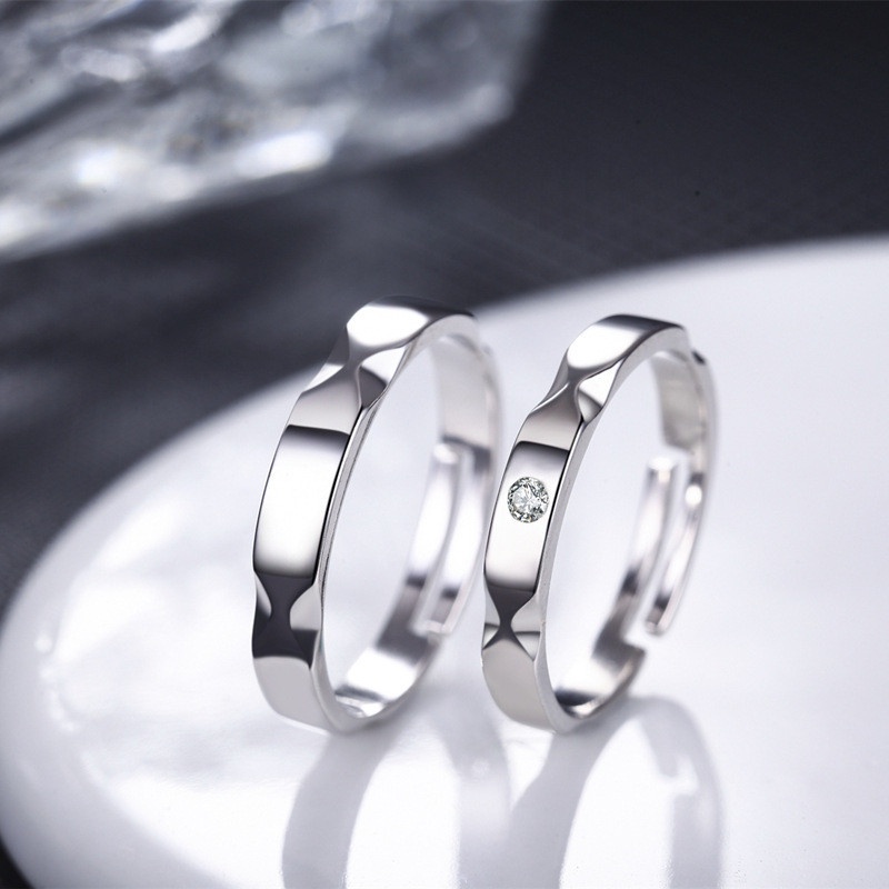 1 Pair Lover Couples Ture Love Diamond Open Adjustable Rings Women Men ...