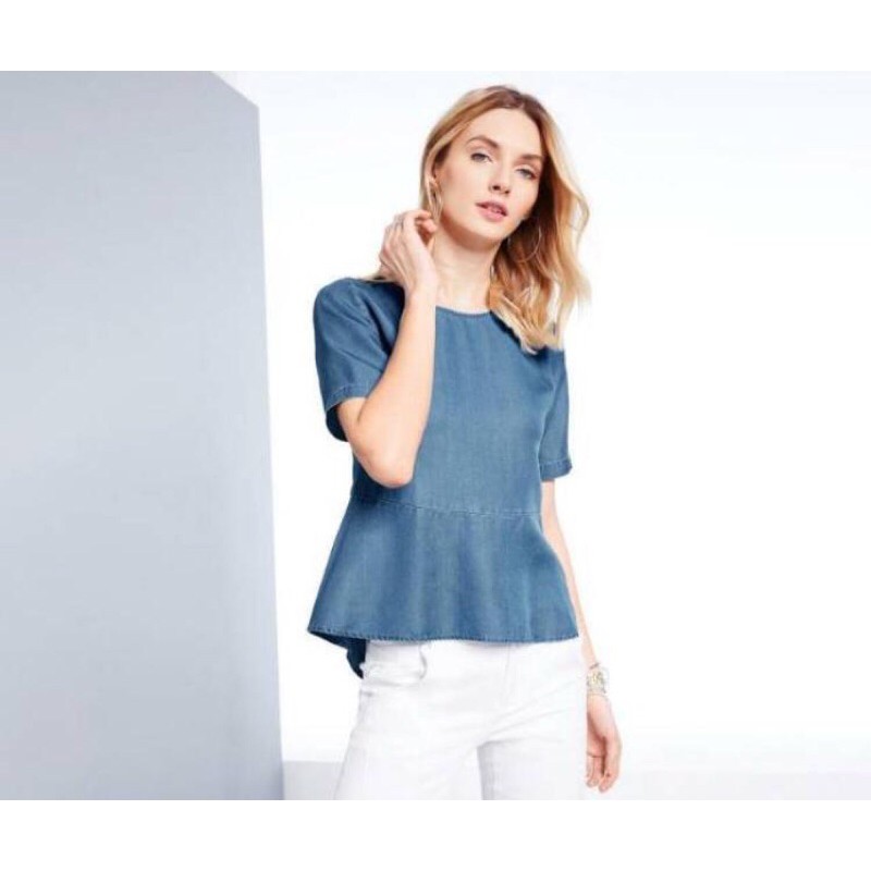 (N189) The Limited top perplum denim | Shopee Philippines