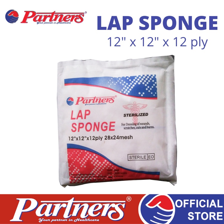 Partners Lap Sponge Sterile 12 Ply (28x24 mesh) with X-Ray Line - 3 ...